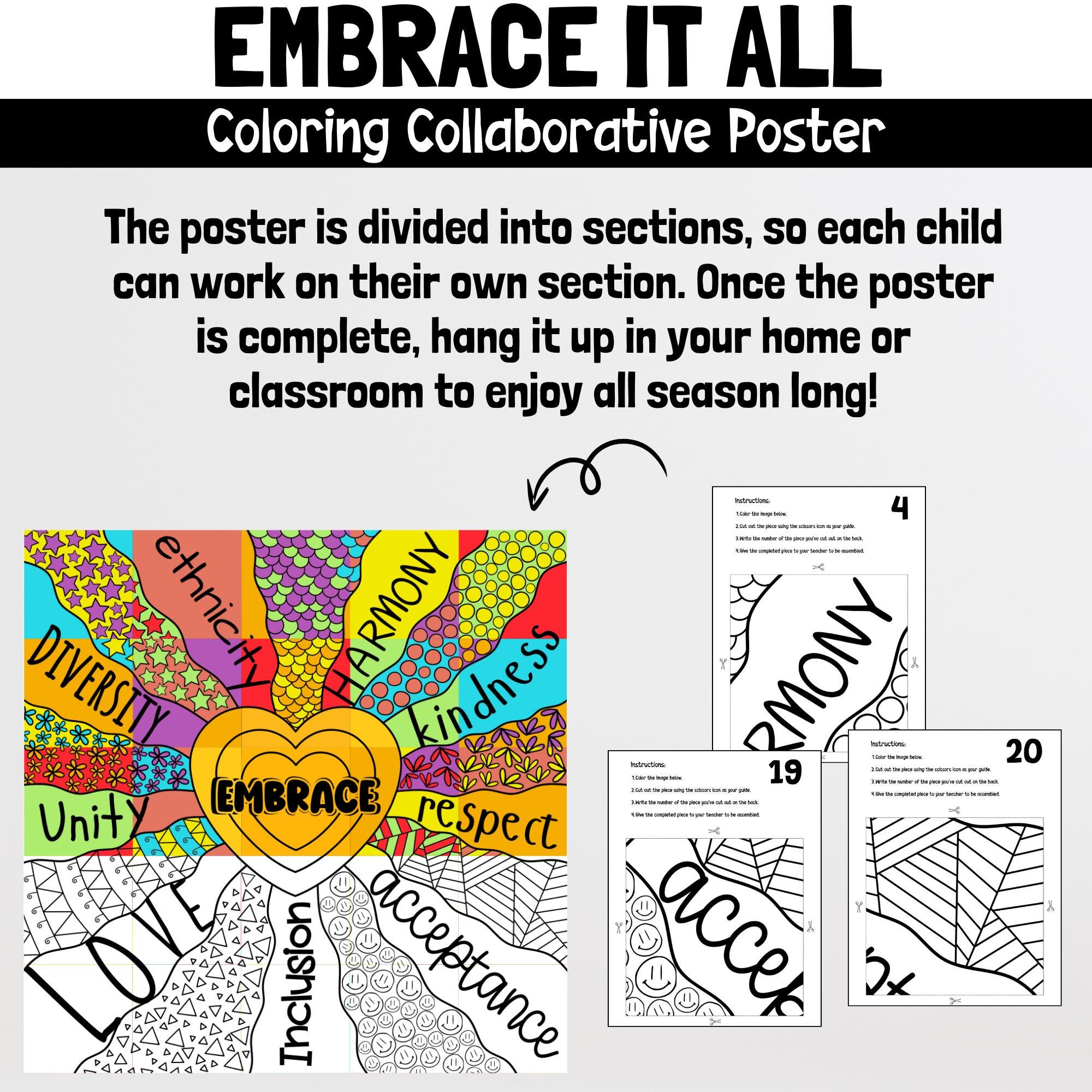Harmony Day Collaborative Poster, Coloring Pages, Bulletin Board, Art ...