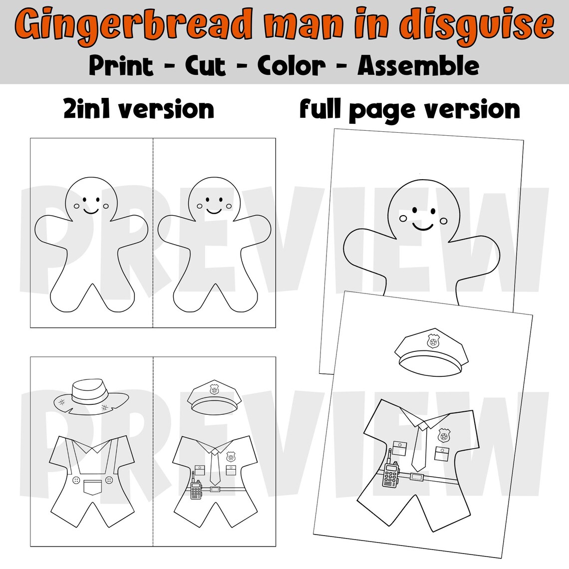 Gingerbread in Disguise, Disguise a Gingerbread Man Project, Pre-done ...