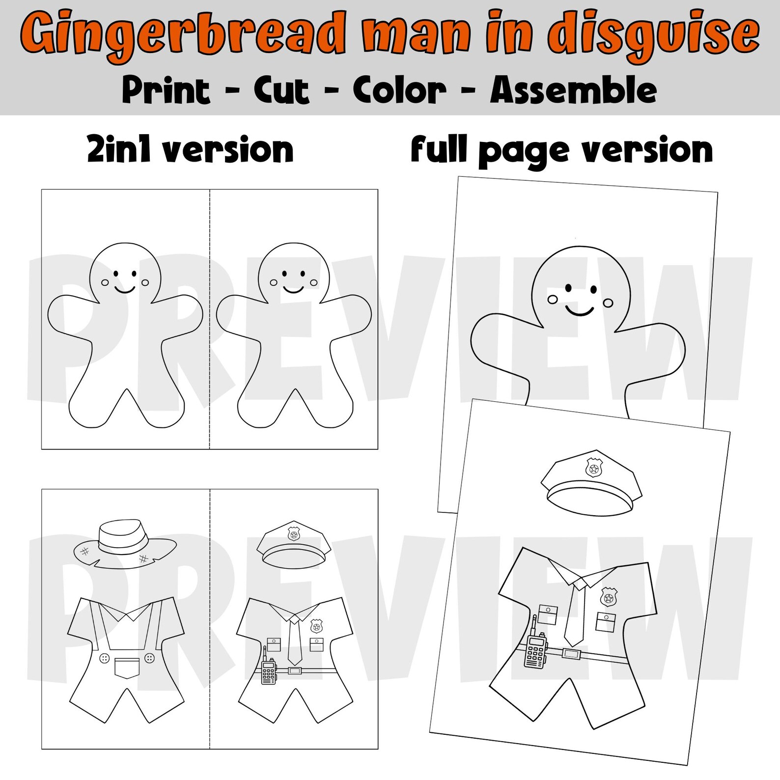 Gingerbread in Disguise, Disguise a Gingerbread Man Project, Pre-done ...