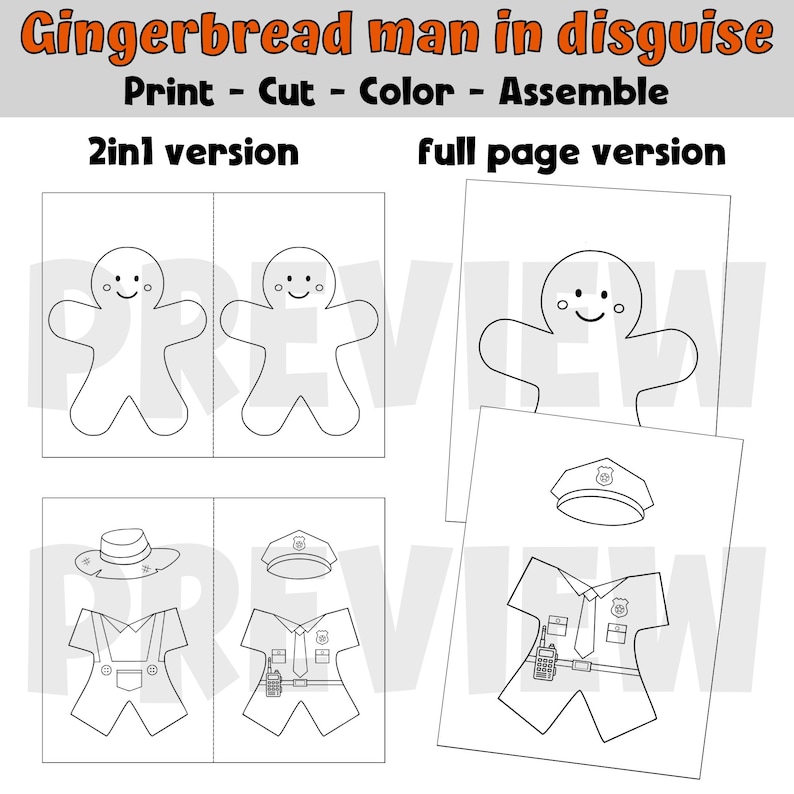 Gingerbread in Disguise, Disguise a Gingerbread Man Project, Pre-done ...