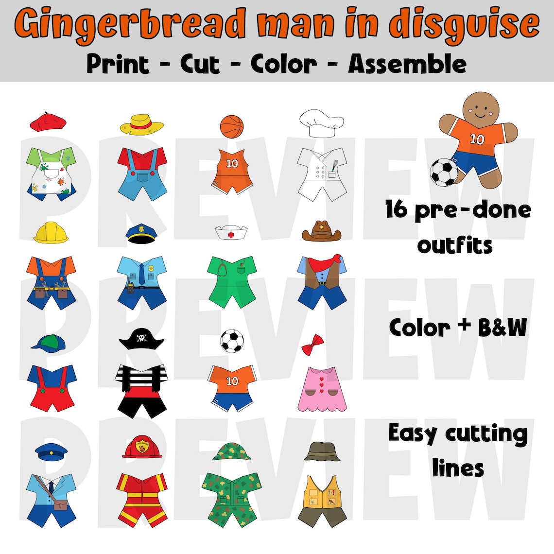 Gingerbread in Disguise, Disguise a Gingerbread Man Project, Pre-done ...