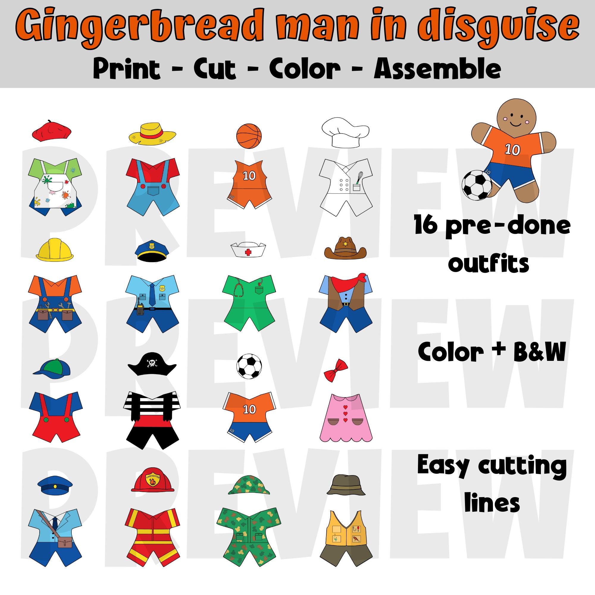 Gingerbread in Disguise, Disguise a Gingerbread Man Project, Pre-done ...