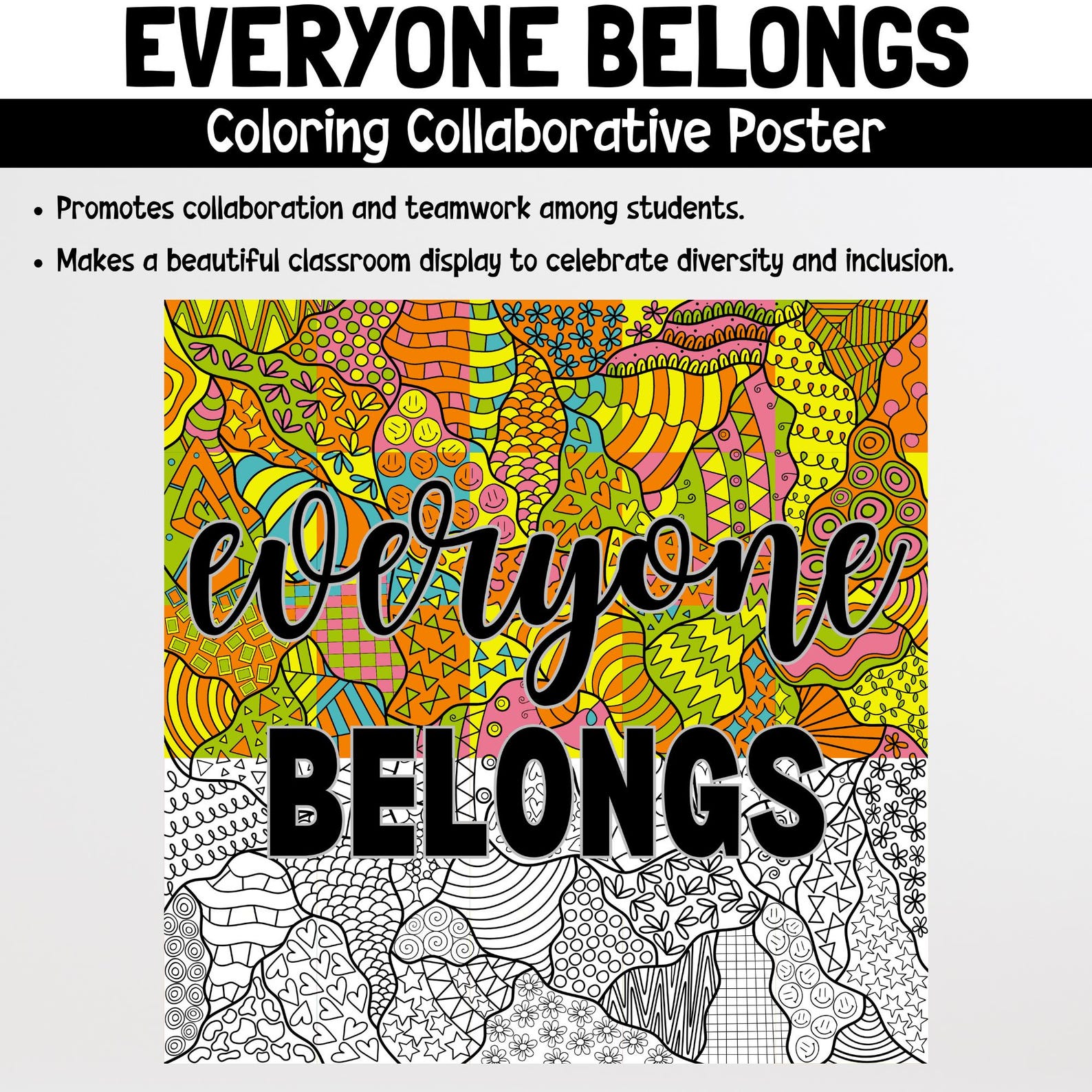 Harmony Day Collaborative Coloring Poster, Everyone Belong Poster ...