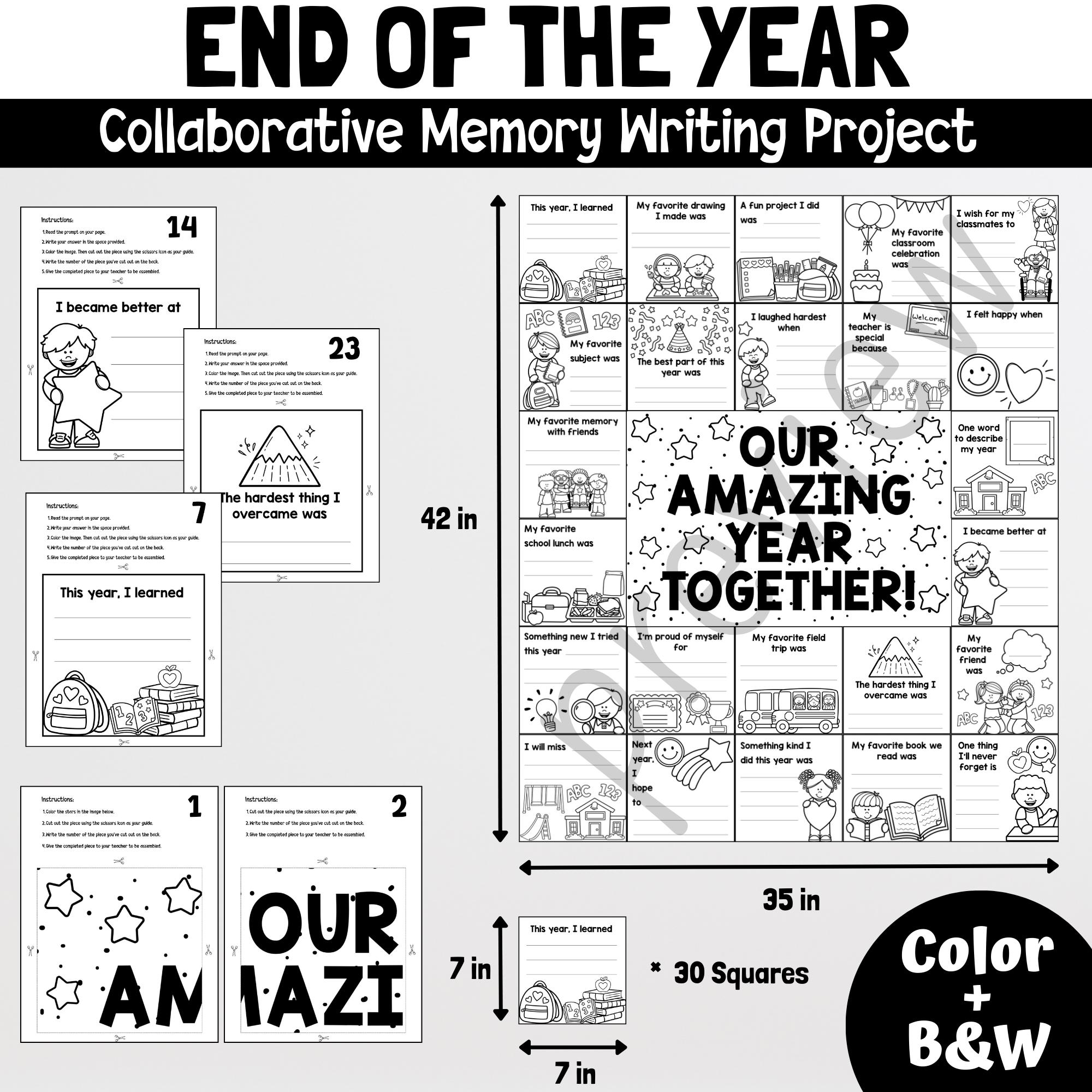 End of the Year Reflection, Memory Writing Prompts, Collaborative Art ...