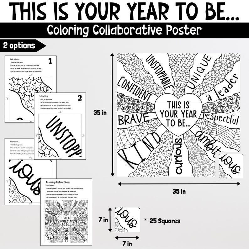 Back to School Collaborative Poster, Coloring Pages, Bulletin Board ...