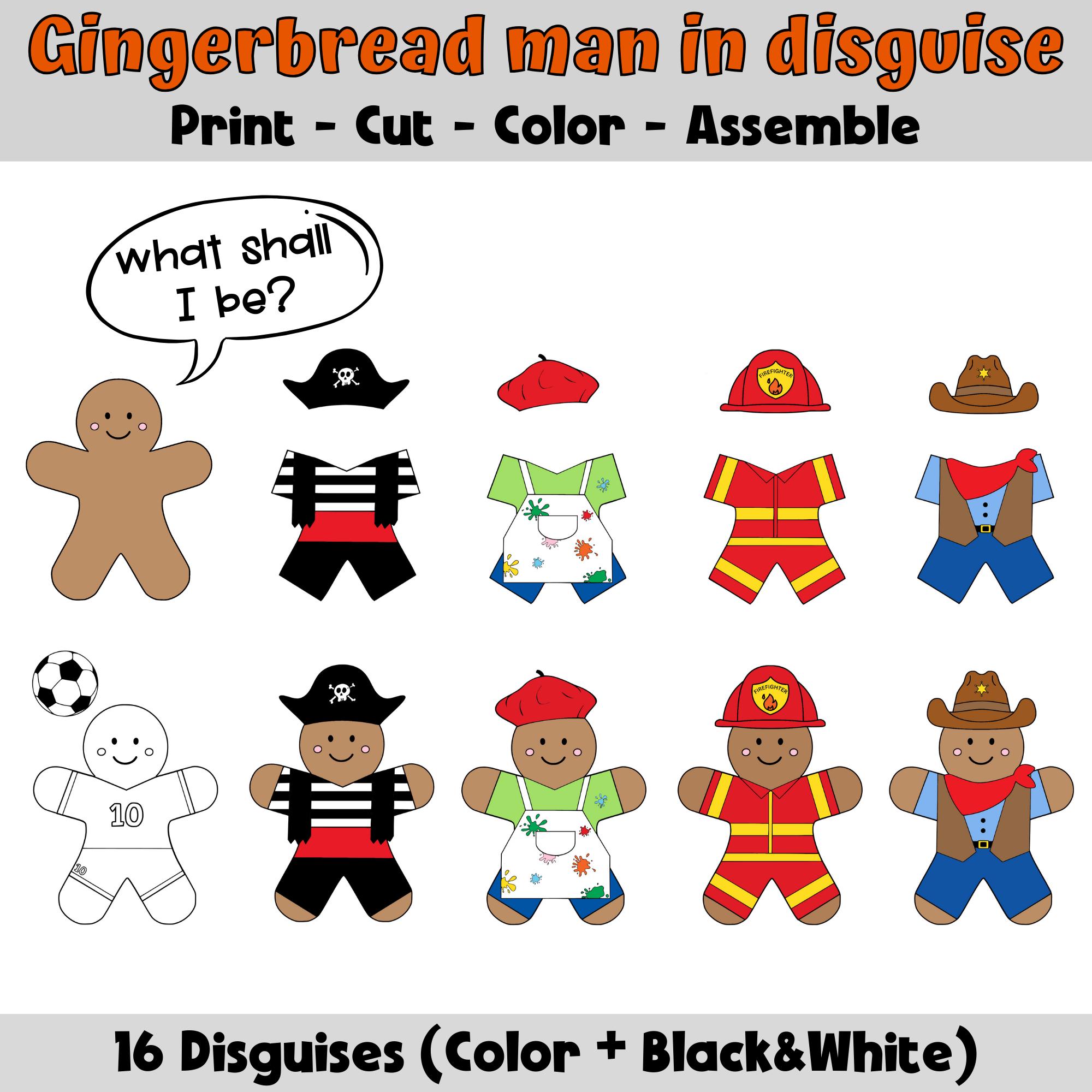 Gingerbread in Disguise, Disguise a Gingerbread Man Project, Pre-done ...