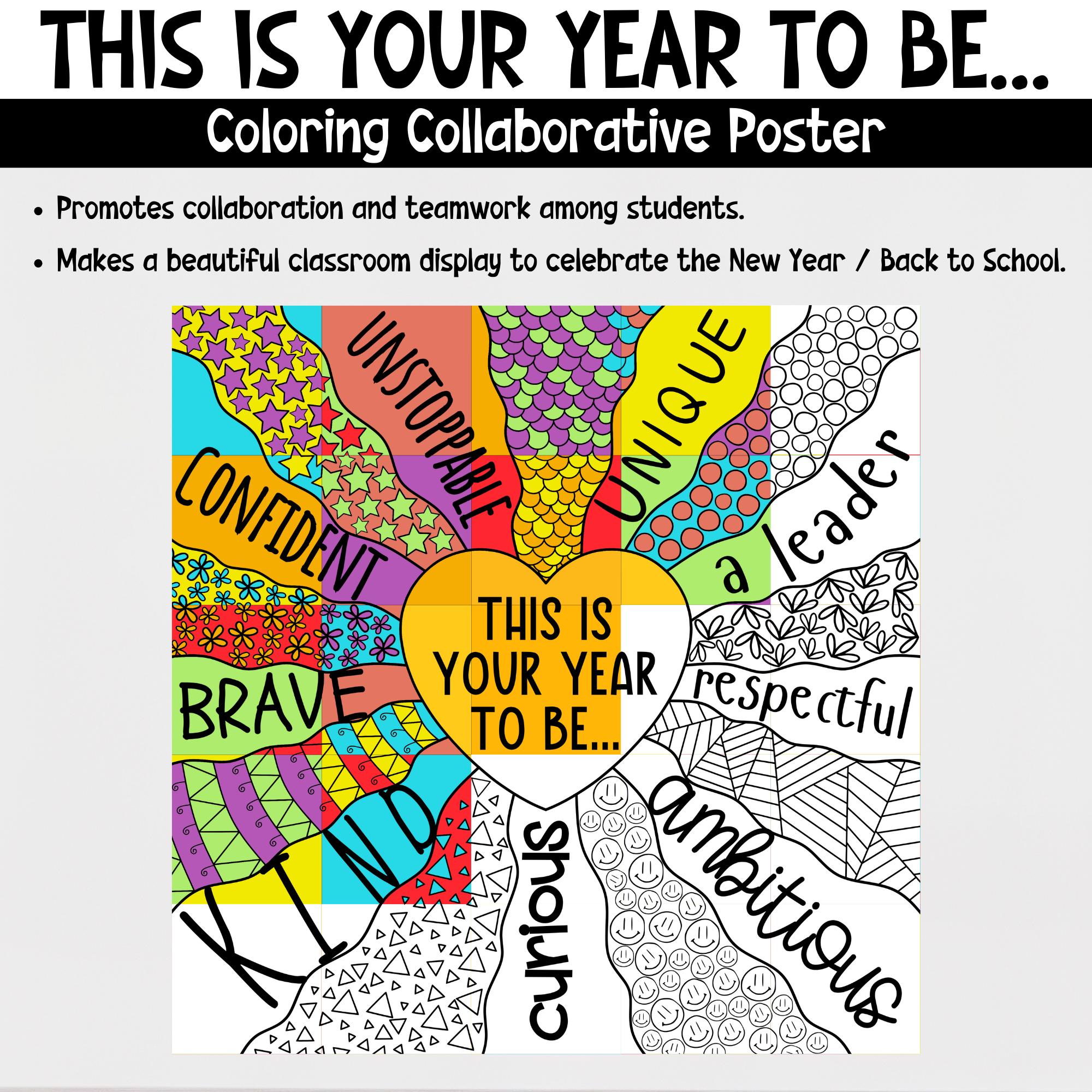 Back to School Collaborative Poster, Coloring Pages, Bulletin Board ...