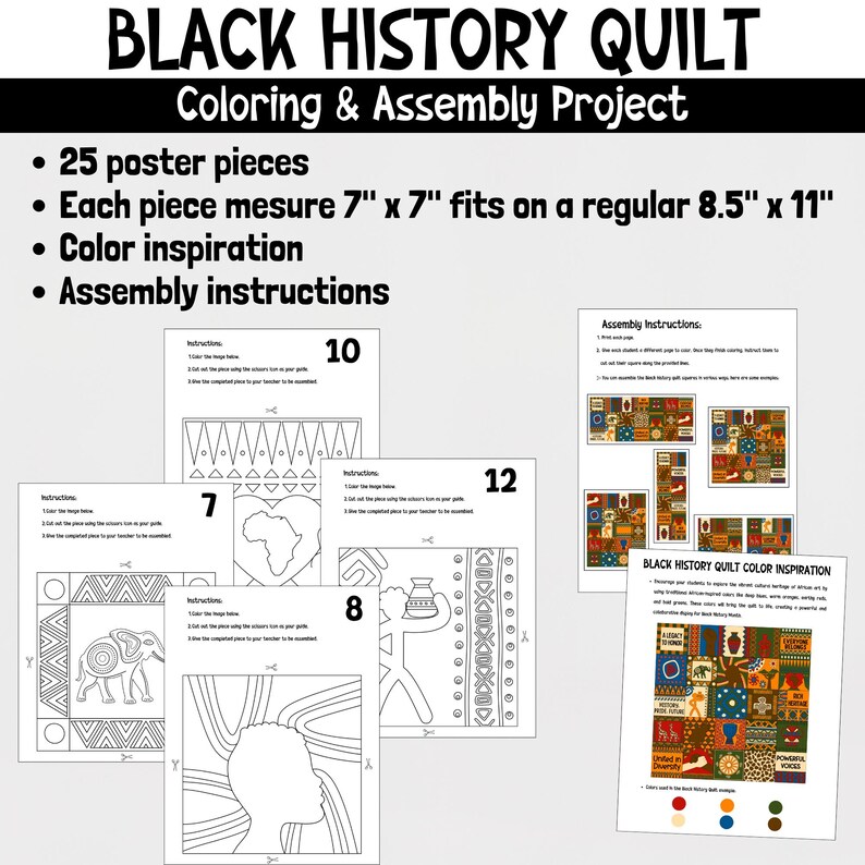 Black History Month Quilt Project, Collaborative Coloring Poster ...