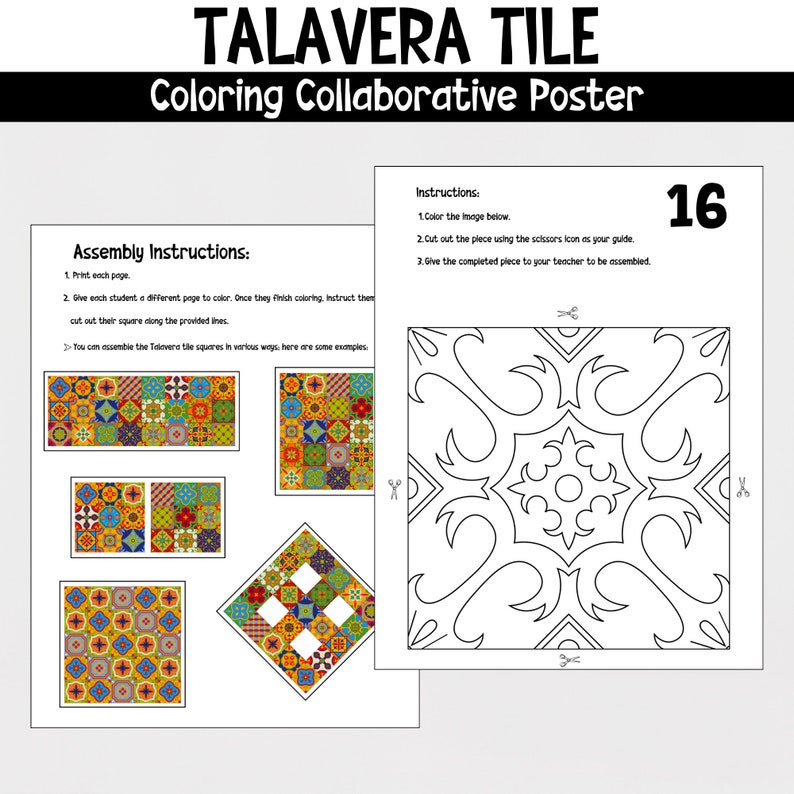 Cinco De Mayo Talavera Tile Collaborative Coloring Poster, Art Project ...