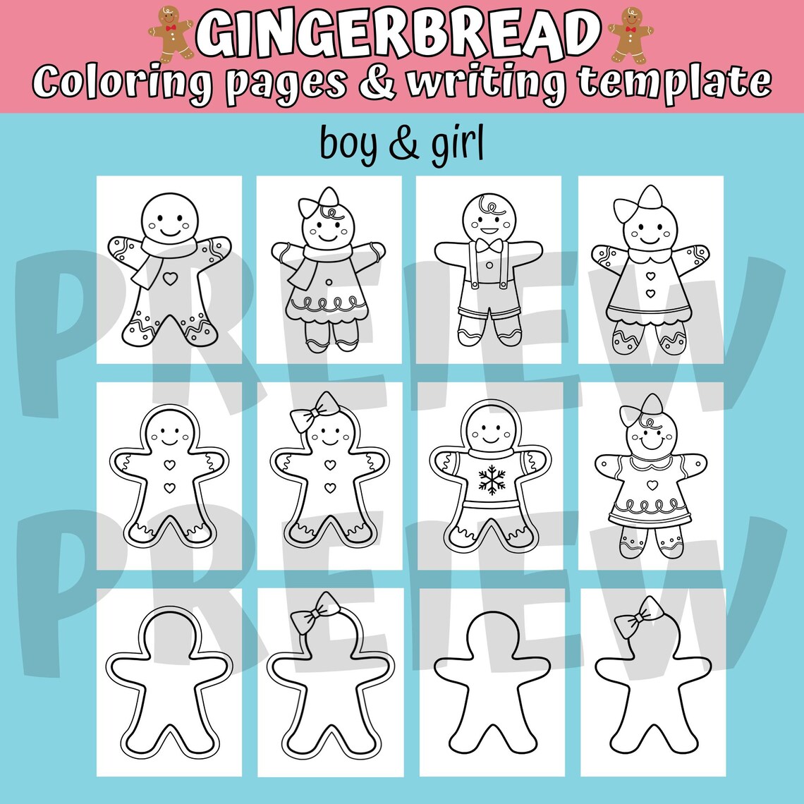 Gingerbread Man,gingerbread Girl, Gingerbread House Coloring Pages ...
