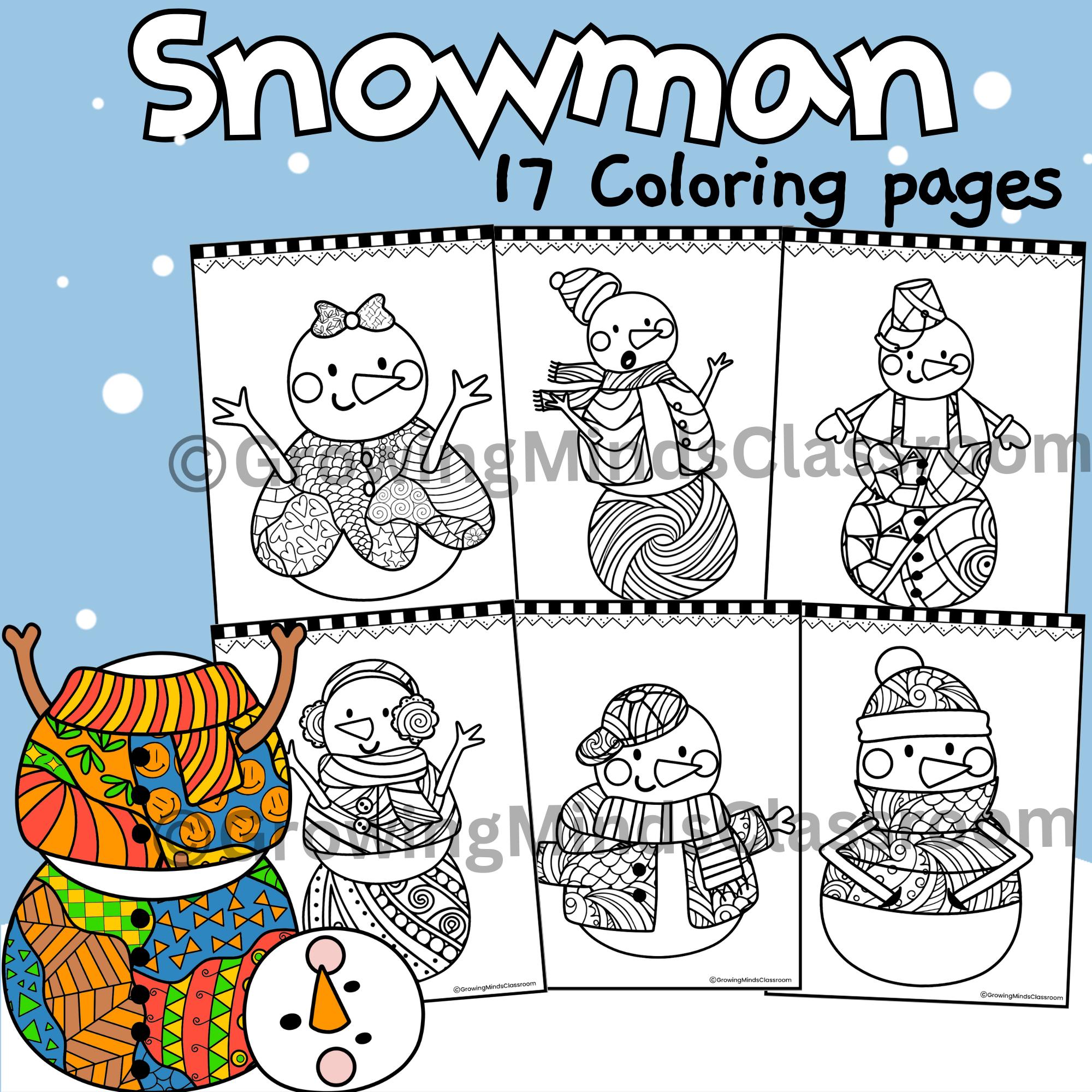 Snowman Coloring Pages, Winter Coloring Sheets, Winter Crafts, Art ...