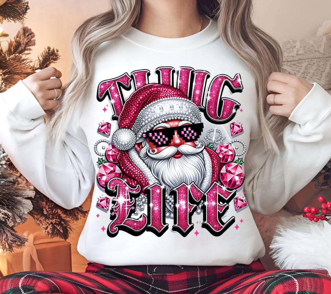 Pink Santa Thug Life Png Christmas. Cool Santa Design. Merry Christmas ...