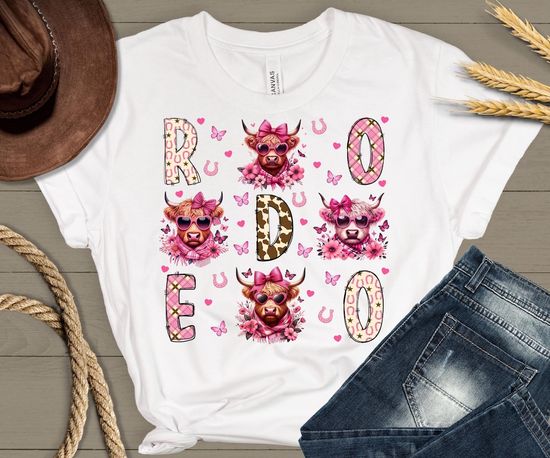 Rodeo Png, Pink Rodeo Png Design With Highland Cow, Pink Cowgirl Rodeo ...