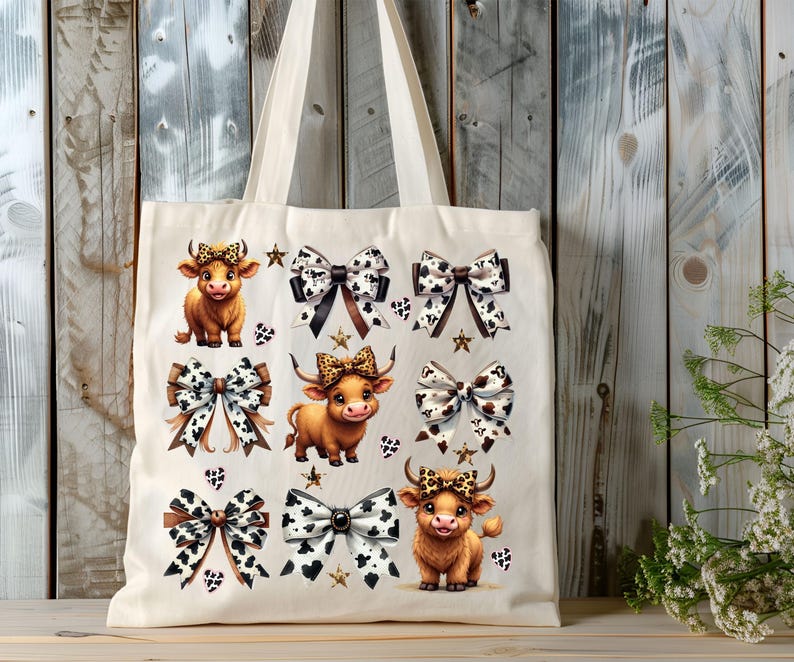 Coquette Cows and Bows, PNG, Cow Print Bows, Coquette Highland Cows ...