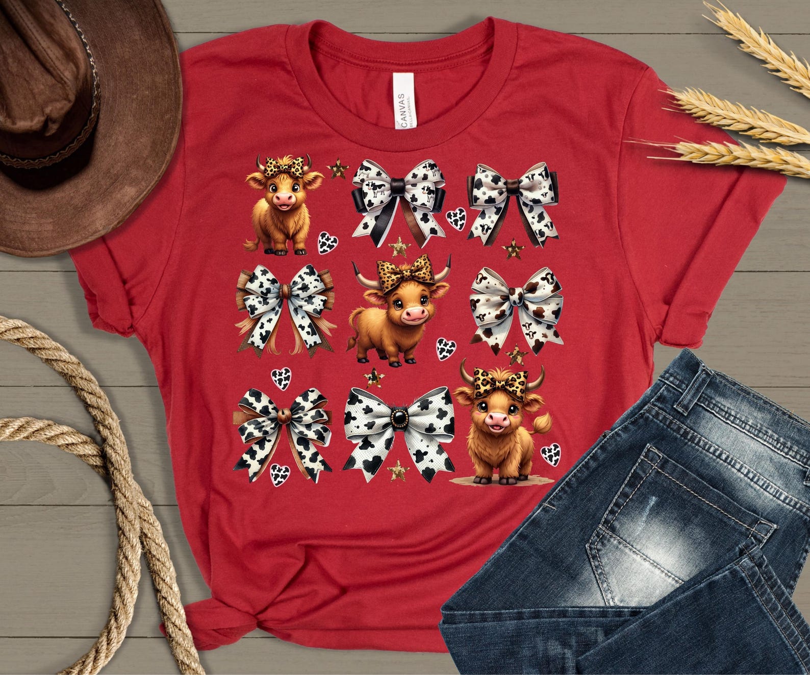 Coquette Cows and Bows, PNG, Cow Print Bows, Coquette Highland Cows ...