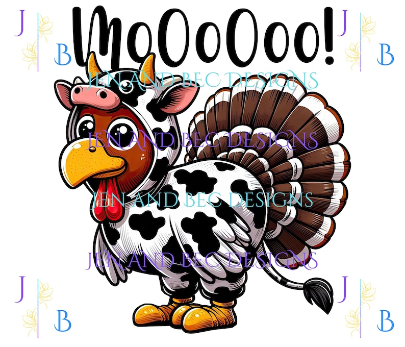 Thanksgiving Turkey Dressed as a Cow Saying Mooo, Png Download ...