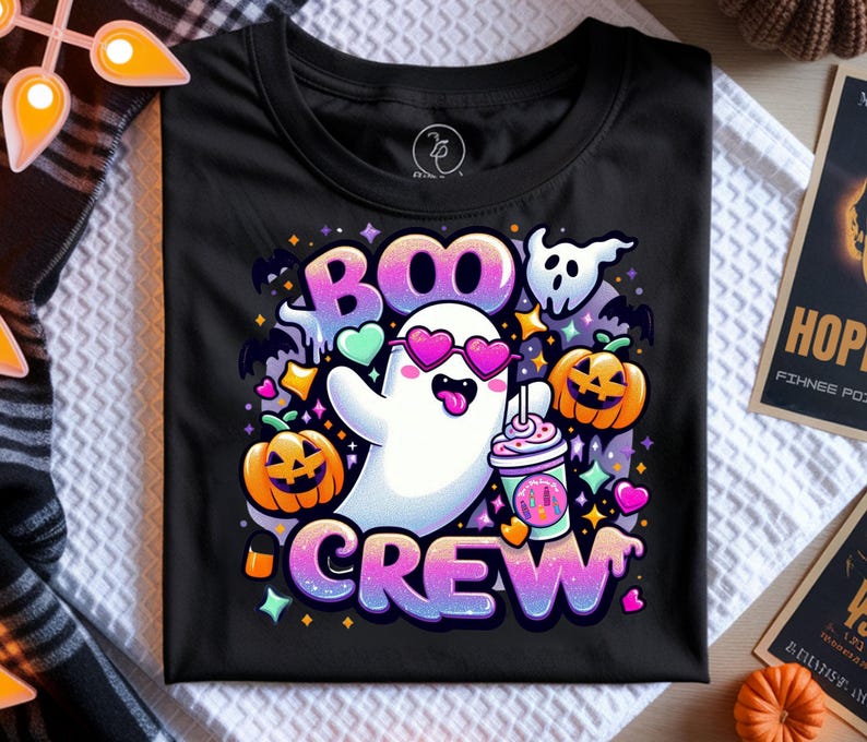 Iridescent Halloween PNG, Kawaii “boo Crew” Iridescent Ghost – Cute ...