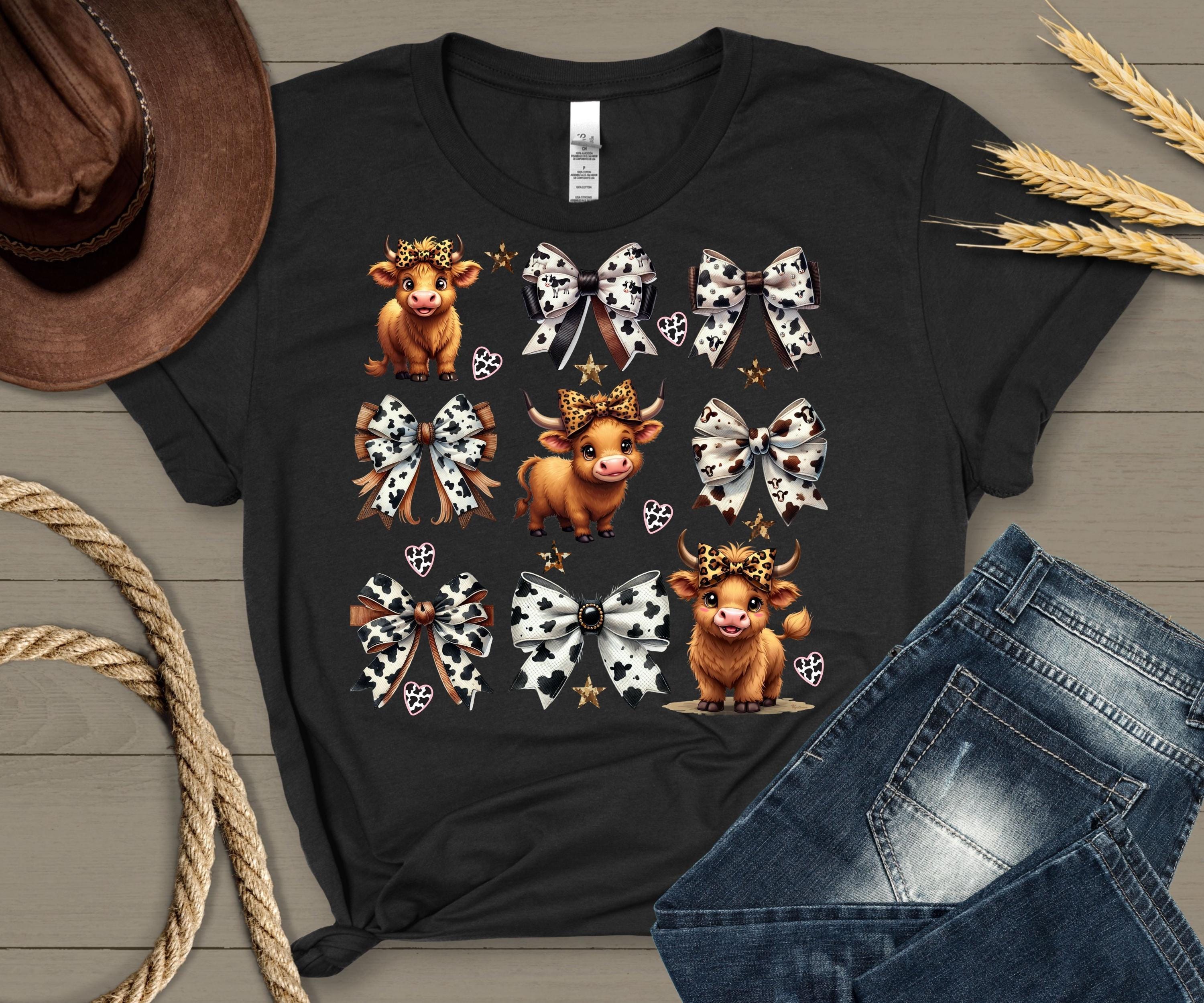 Coquette Cows and Bows, PNG, Cow Print Bows, Coquette Highland Cows ...