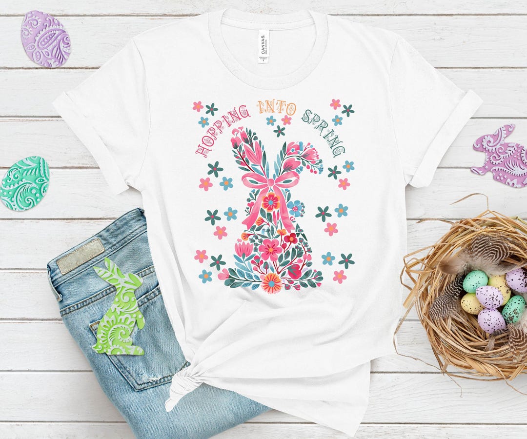 Hopping Into Spring, Easter Bunny PNG, Coquette Bunny, Spring Time ...