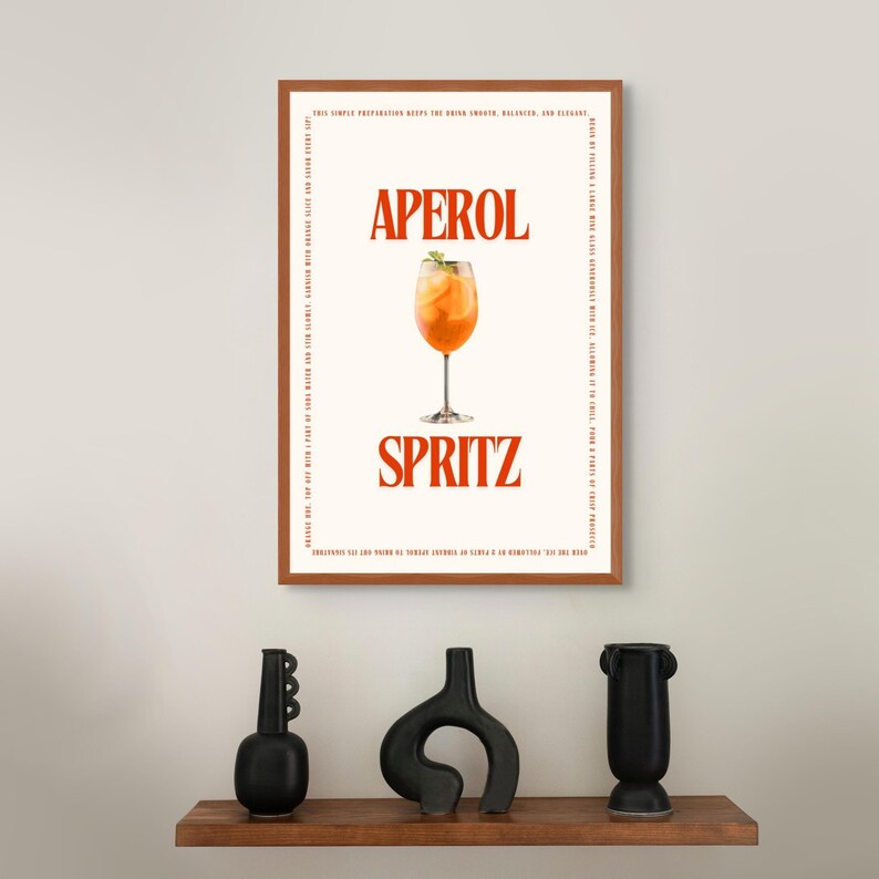Aperol Spritz Print Aperol Spritz Poster With Recipe Border Cocktail ...