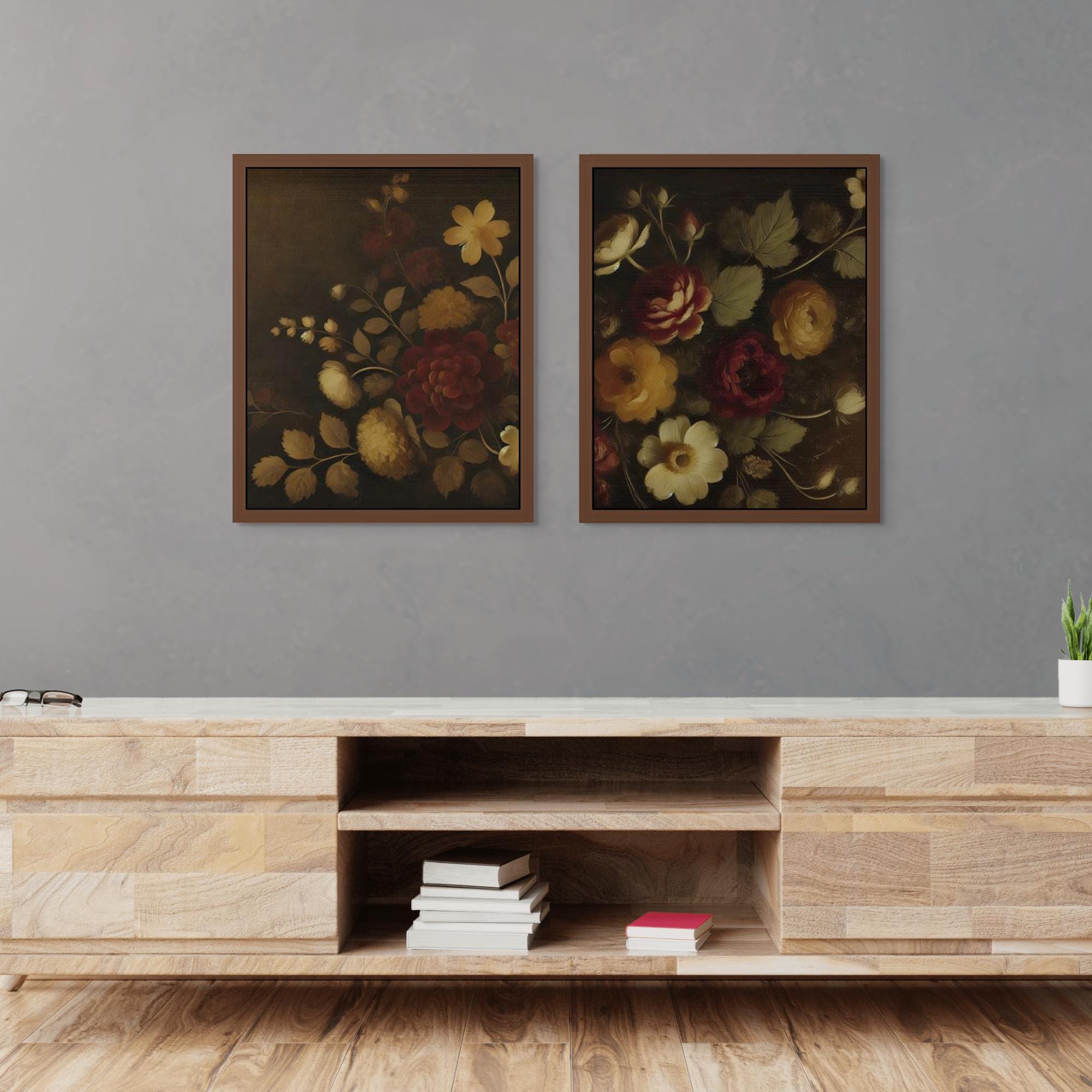 Vintage Fall Floral Print, Rustic Fall Printable Wall Art, Dark Autumn ...