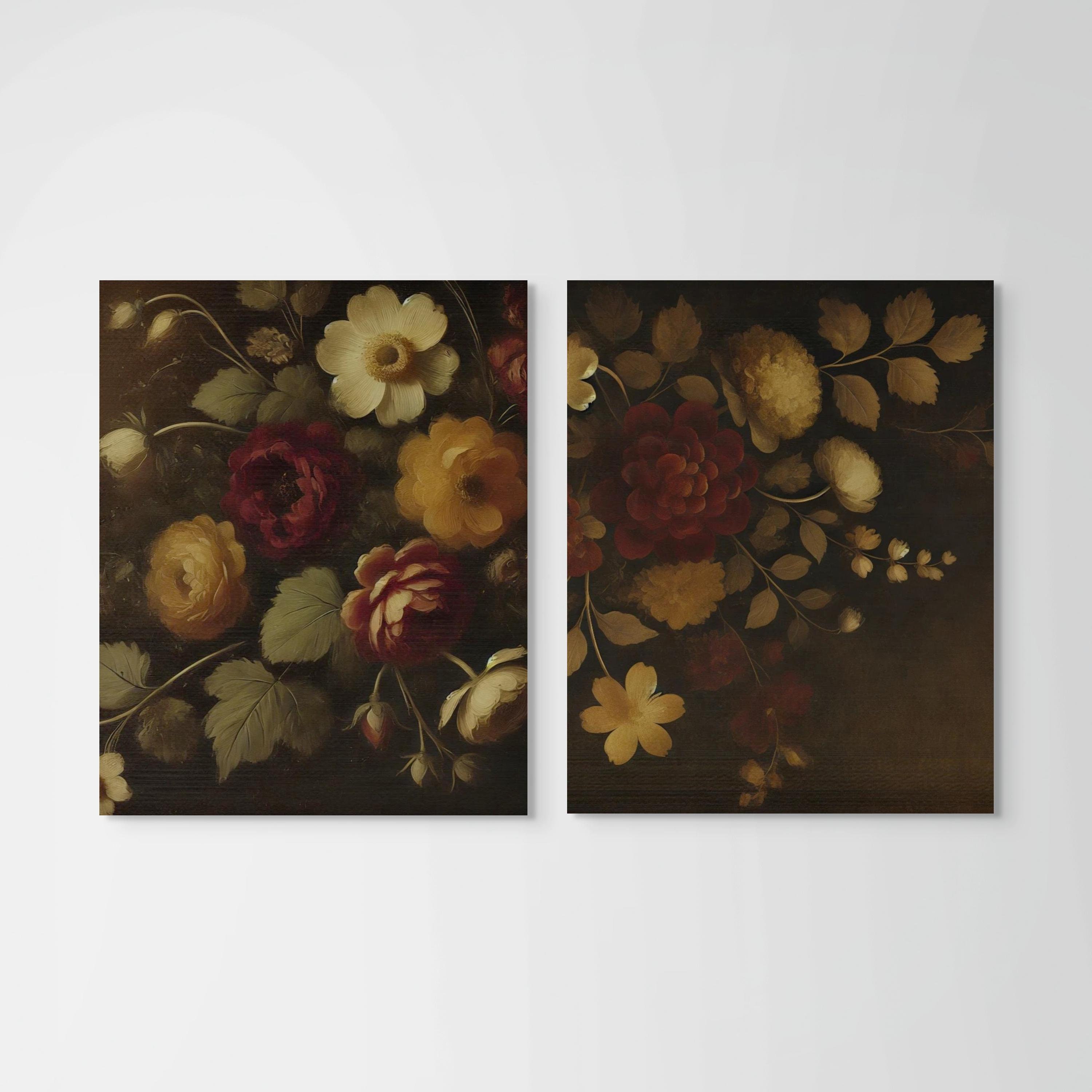 Vintage Fall Floral Print, Rustic Fall Printable Wall Art, Dark Autumn ...