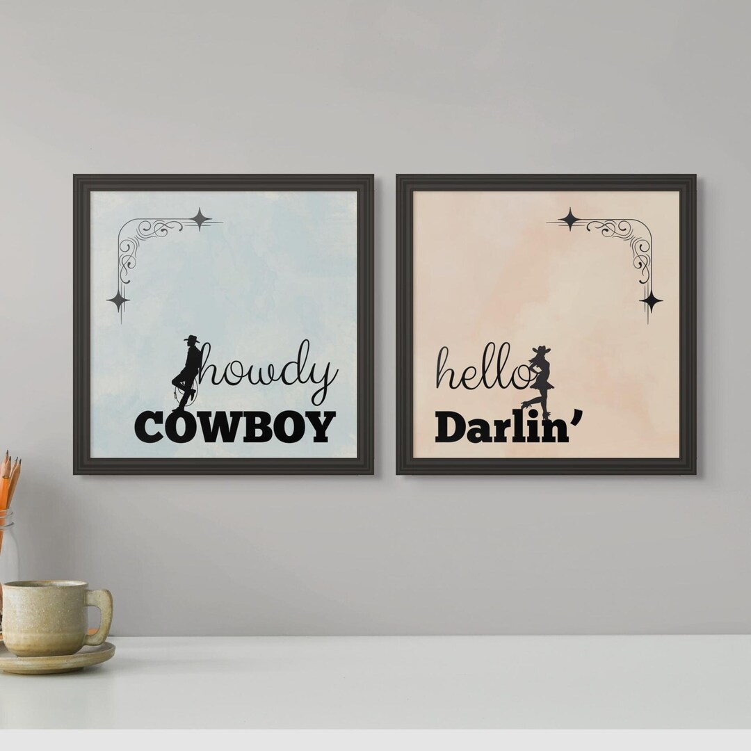 Howdy Cowboy Hello Darling Print, Western Wall Decor, Farmhouse Wall ...