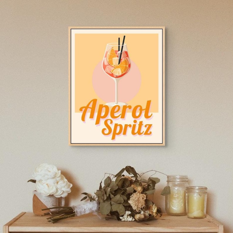 Aperol Spritz Print Bar Cart Decor Cocktail Poster Trendy Wall Art ...