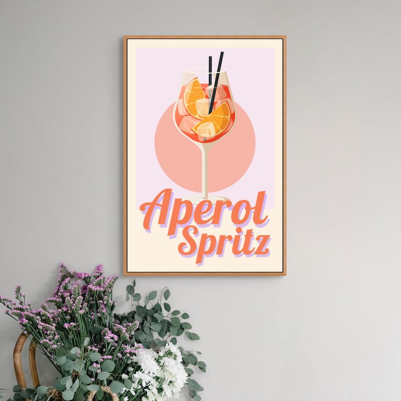 Aperol Spritz Print Bar Cart Decor Cocktail Poster Trendy Wall Art ...