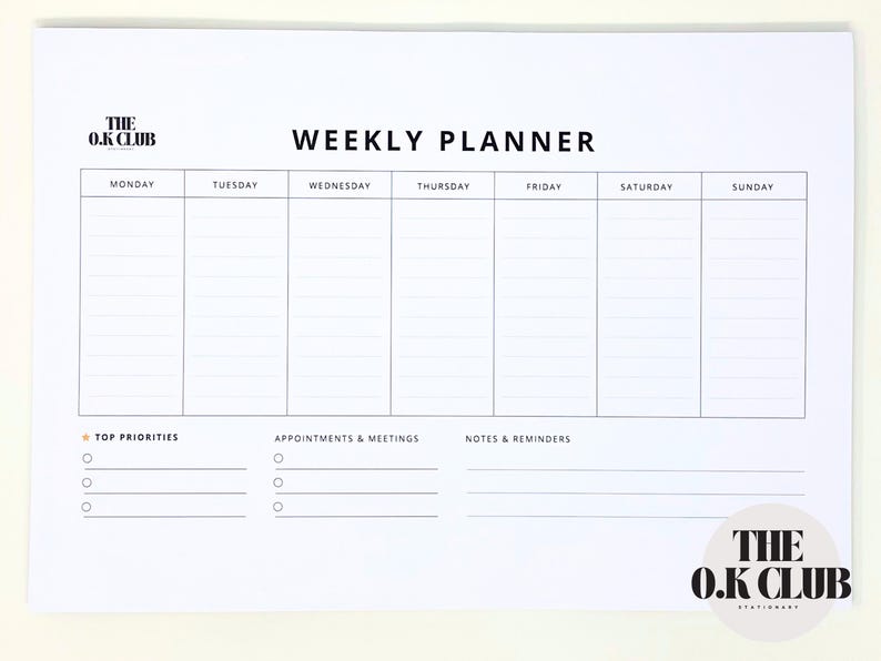 Printable Weekly Planner A4 | Minimalist PDF | Monday–sunday Layout ...