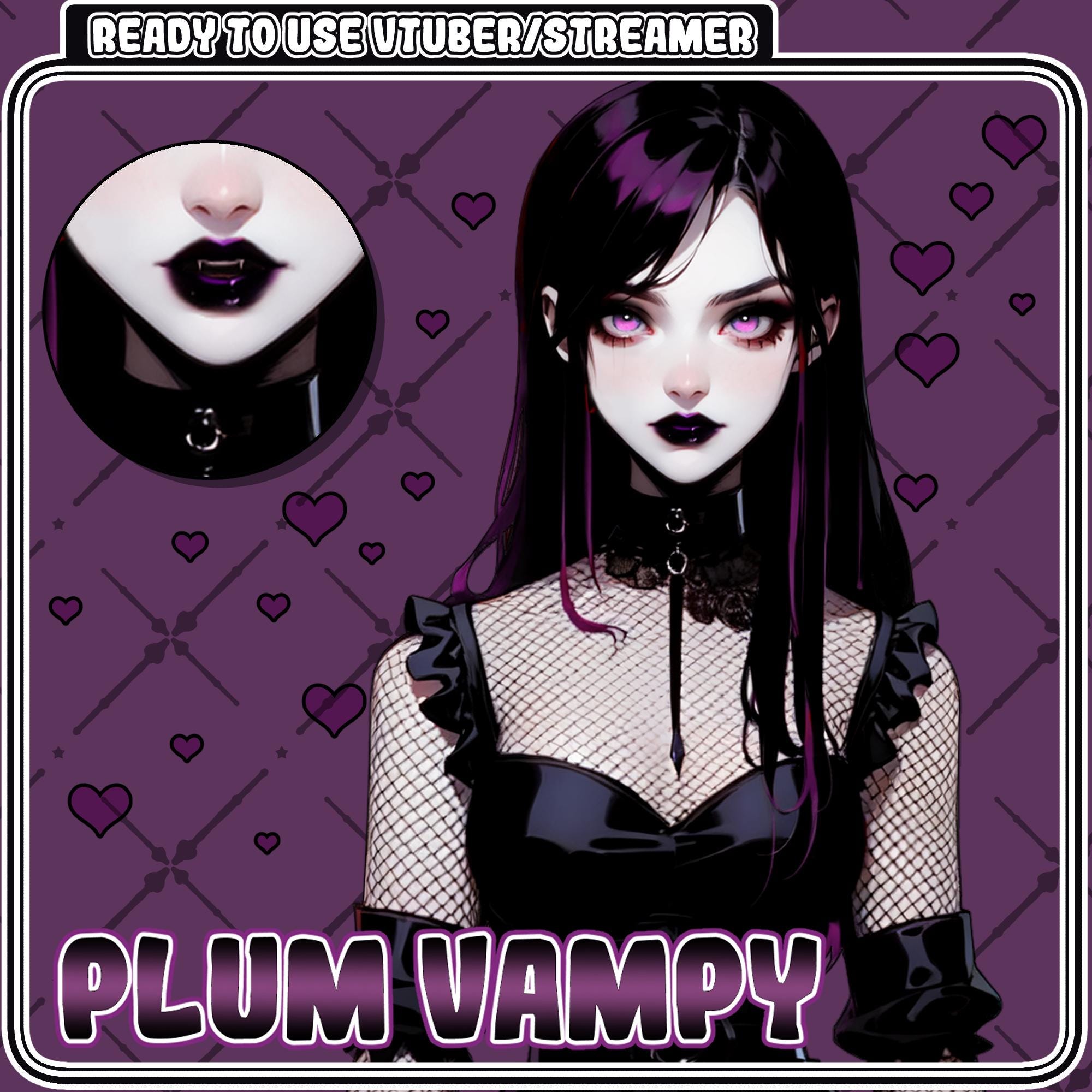 Plum Vampy: Pngtuber Goth Vampire Girl Twitch Stream Vtuber Model Ready to Use Stream Assets - Etsy