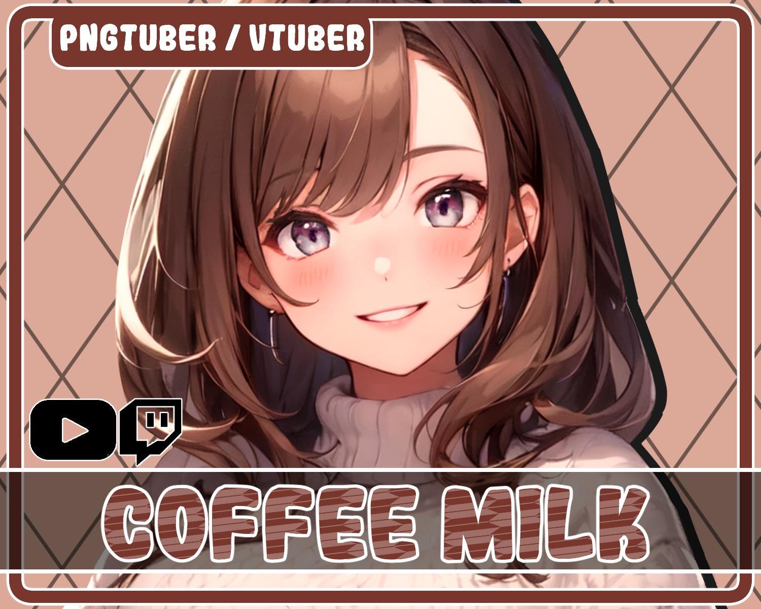 Coffee Milk: Pngtuber Brown Hair Girl Twitch Stream Vtuber Model Anime ...
