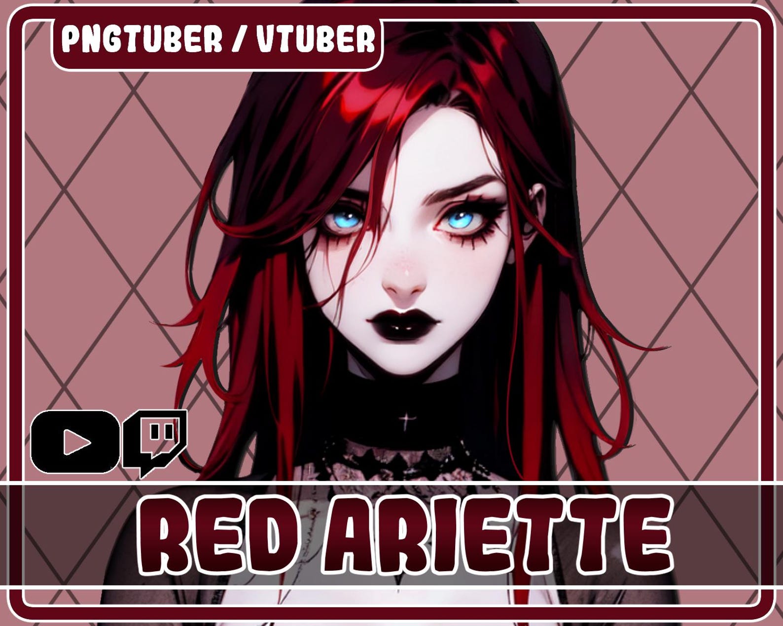 Red Ariette: Pngtuber Red Hair Girl Twitch Stream Vtuber Model Anime ...