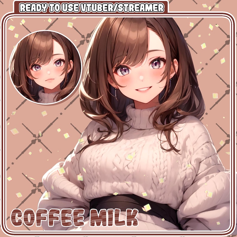 Coffee Milk: Pngtuber Brown Hair Girl Twitch Stream Vtuber Model Anime ...