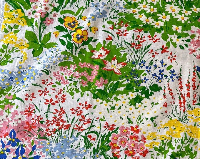 Vintage 1970s House N' Home Flower Garden Fabric, Vintage 1970s Flower ...