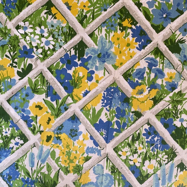 Blue Lattice Fabric - Etsy