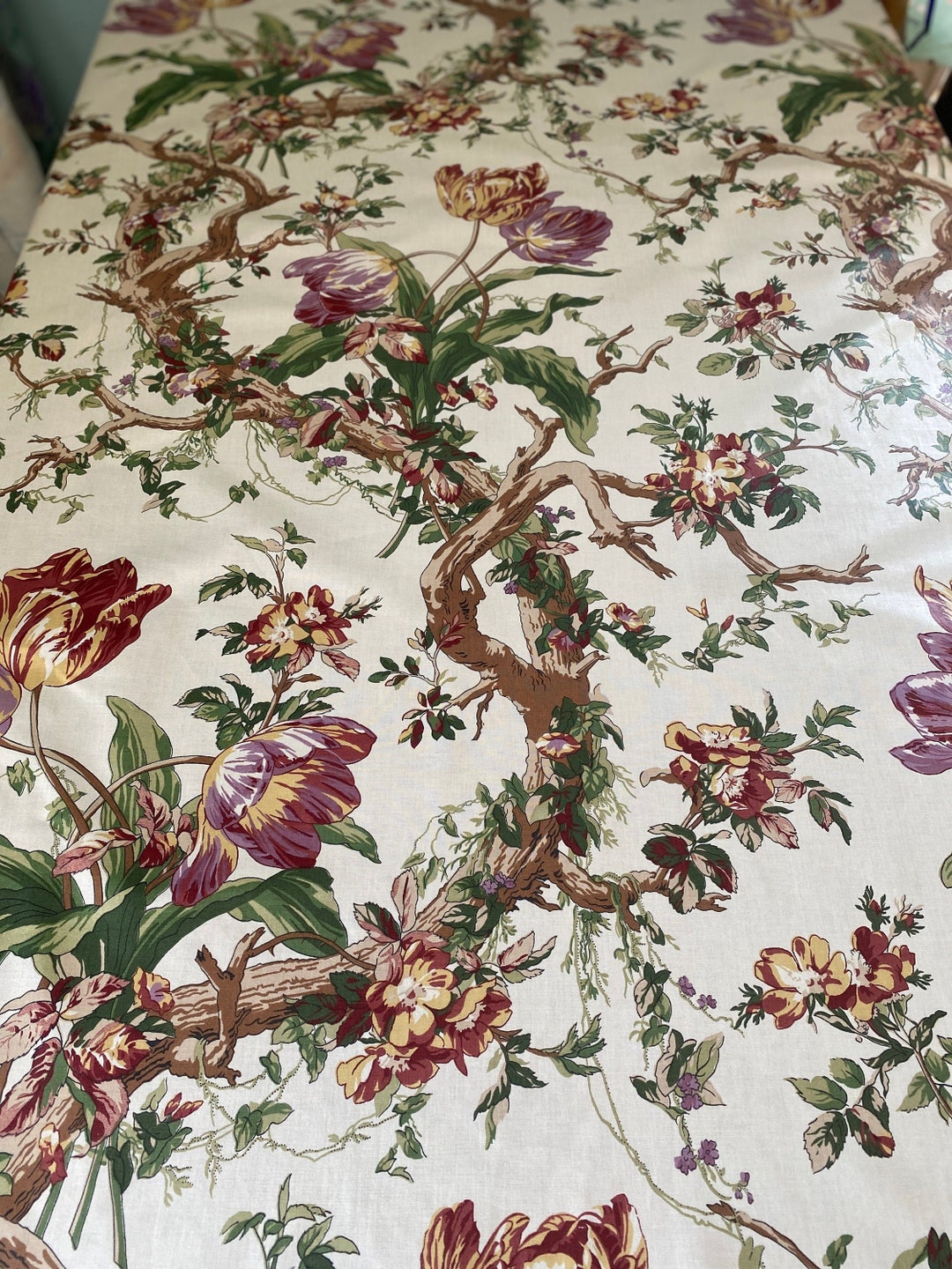 Vintage 1980er Jahre P. Kaufmann Tulpen Chintz Stoff, P. Kaufmann ...