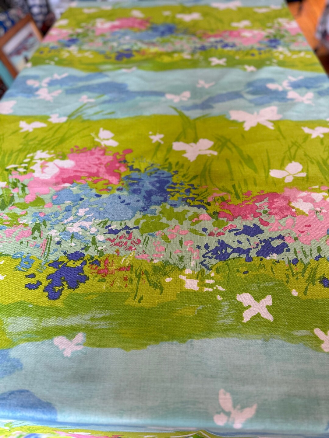 Vintage 1971 Greeff "sun, Sky and Butterflies" Linen Fabric From A ...