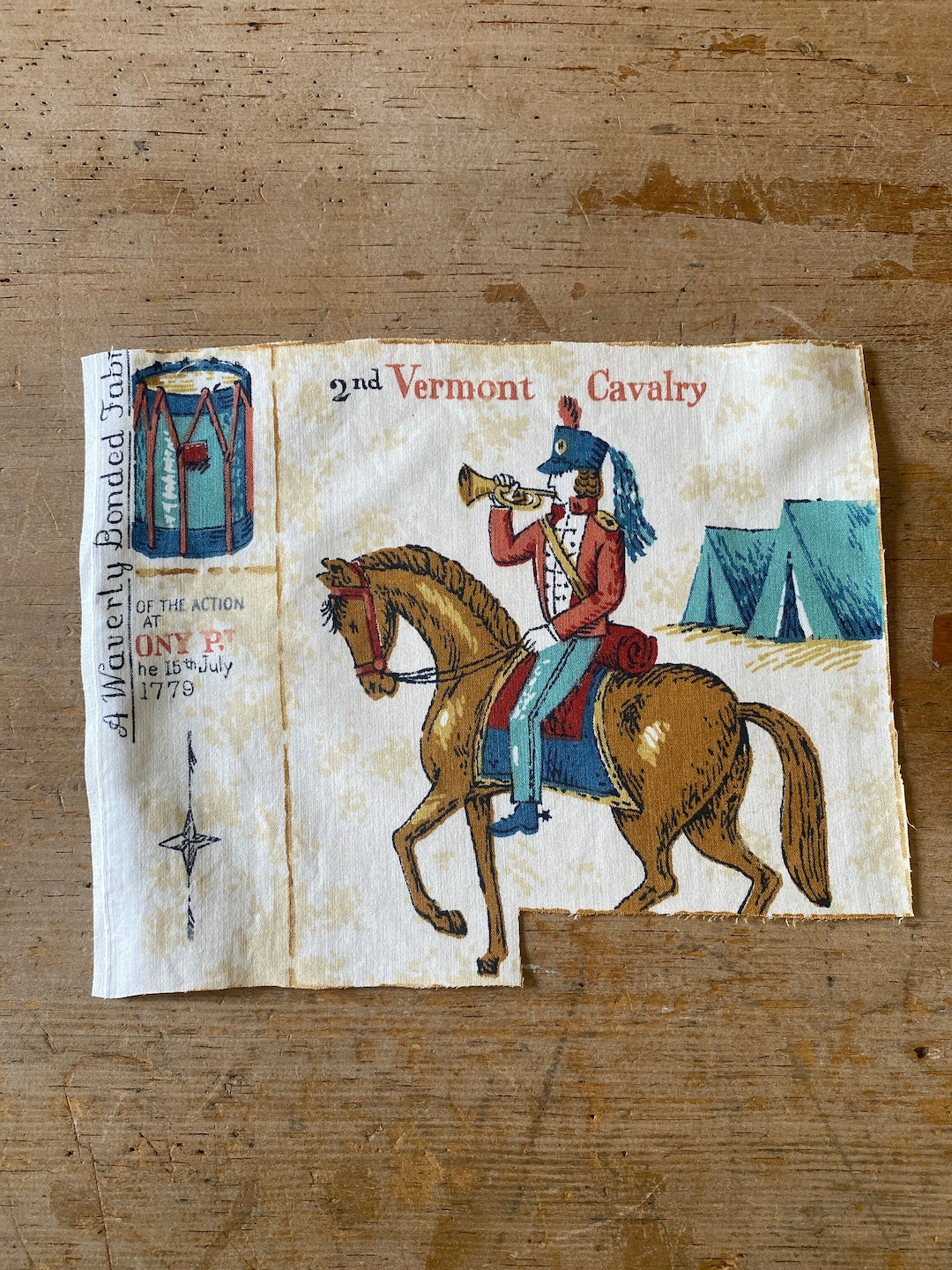 Vintage 1950s Waverly Bonded Fabrics "yorktown" Fabric Scraps, Vintage ...