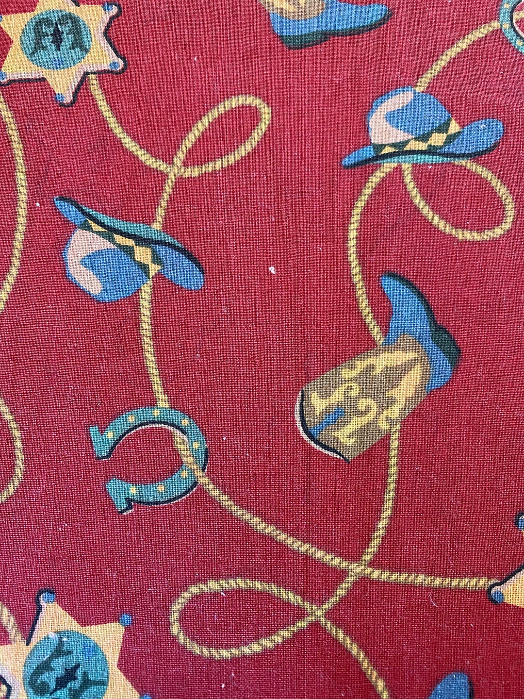 Vintage 1993 Cowboy-themed Fabric Scrap, 1993 Cowboy Fabric Scrap ...