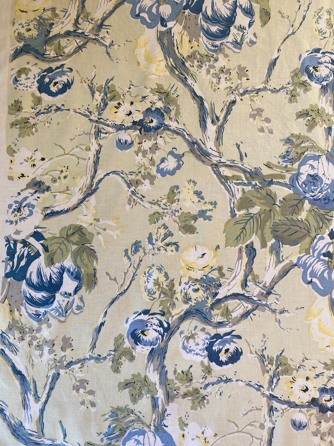 Vintage 1961 Scalamandré Silks Blue and Yellow Floral Fabric | Etsy