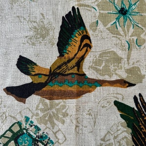 Vintage 1950s Mid Century Modern Canadian Geese Fabric Sample by Great ...