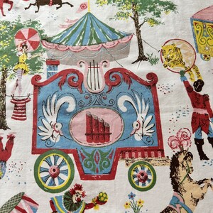 Vintage 1960s Waverly big Top Circus Fabric BTY, Vintage Circus Fabric ...