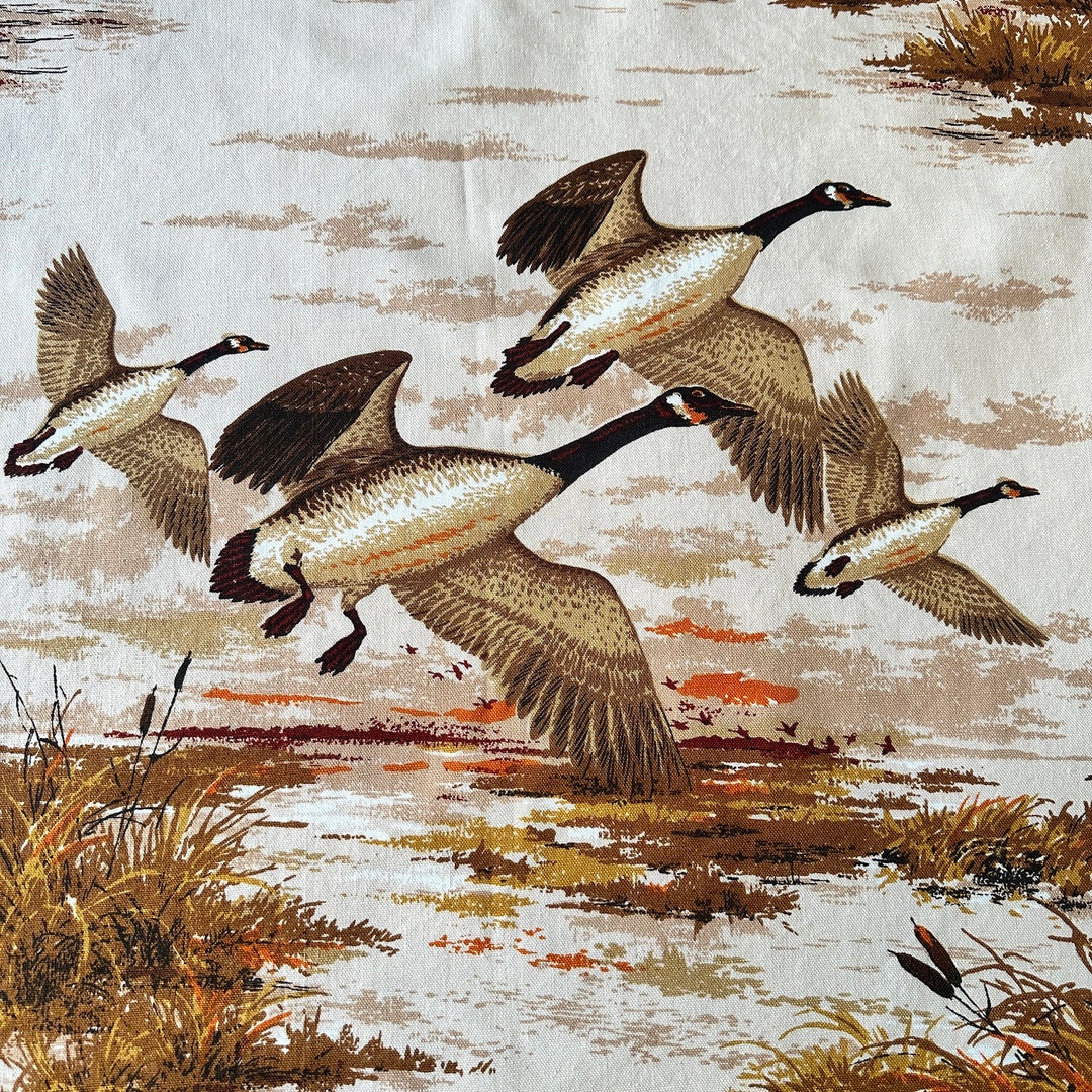 Vintage 1960s Canadian Geese Fabric Scraps, Vintage 1960s Geese Fabric ...