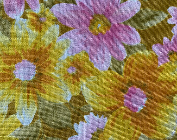 Vintage 1970s Linen Flower Power Fabric, Flower Power Upholstery Fabric ...