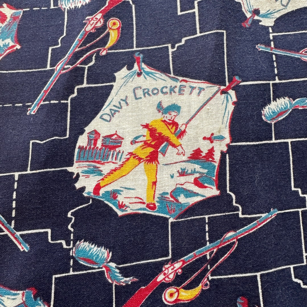 Vintage 1930s Davy Crockett Indigo Fabric BTY, Vintage Davy Crockett ...