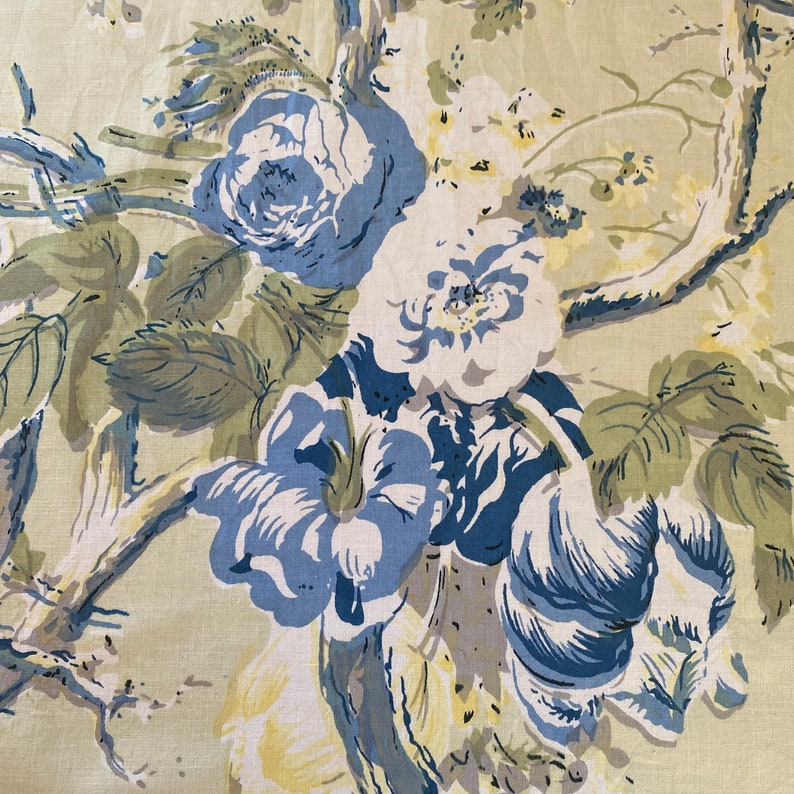 Vintage 1961 Scalamandré Silks Blue and Yellow Floral Fabric | Etsy