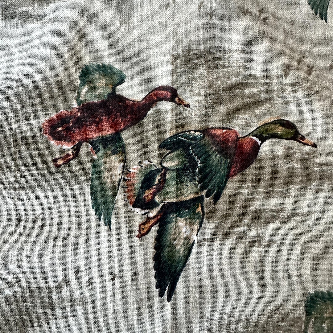 Vintage 1992 5th Avenue Designs Flying Ducks Upholstery Fabric BTY ...