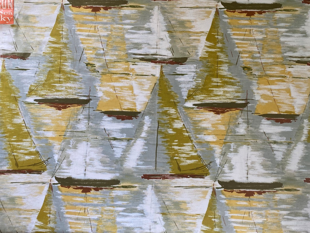 Vintage 1966 Greeff "regatta" Fabric Sample, Greeff Sailboat Fabric ...