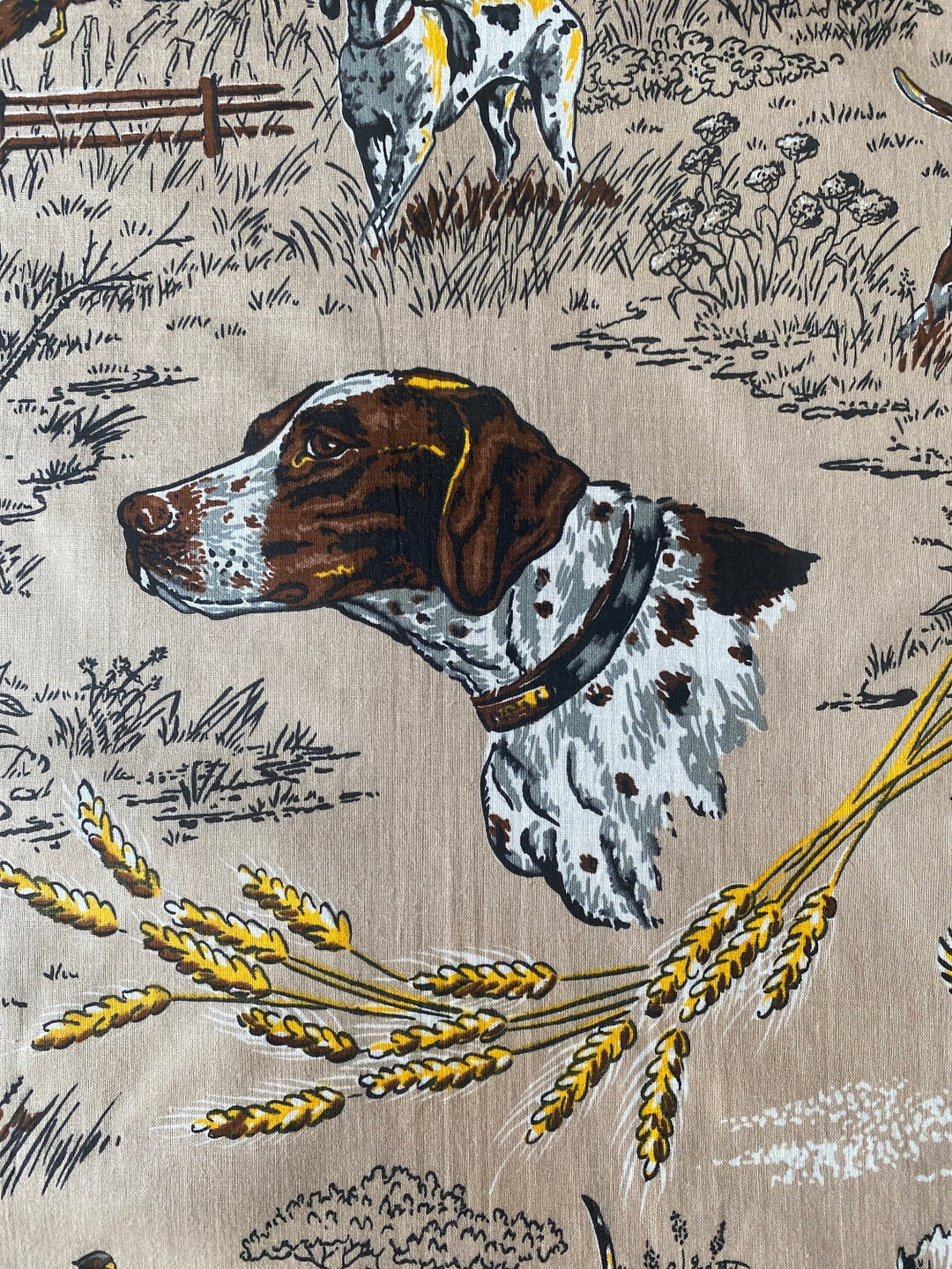Vintage 1950s Hunting Dogs Fabric Scrap Vintage 1950s - Etsy